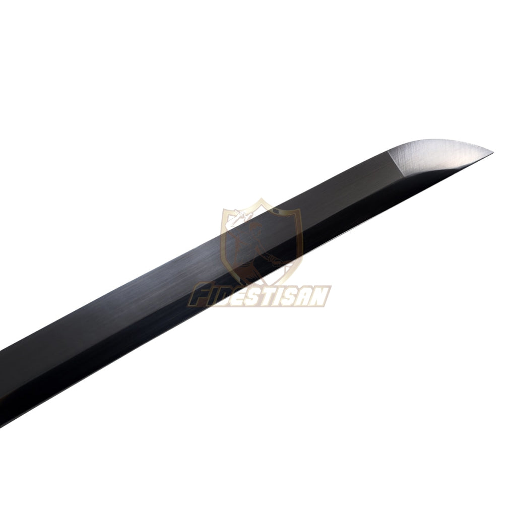 40Inch Black Blade Spring Steel Katana 9260 oil quenching Tempering Re ...