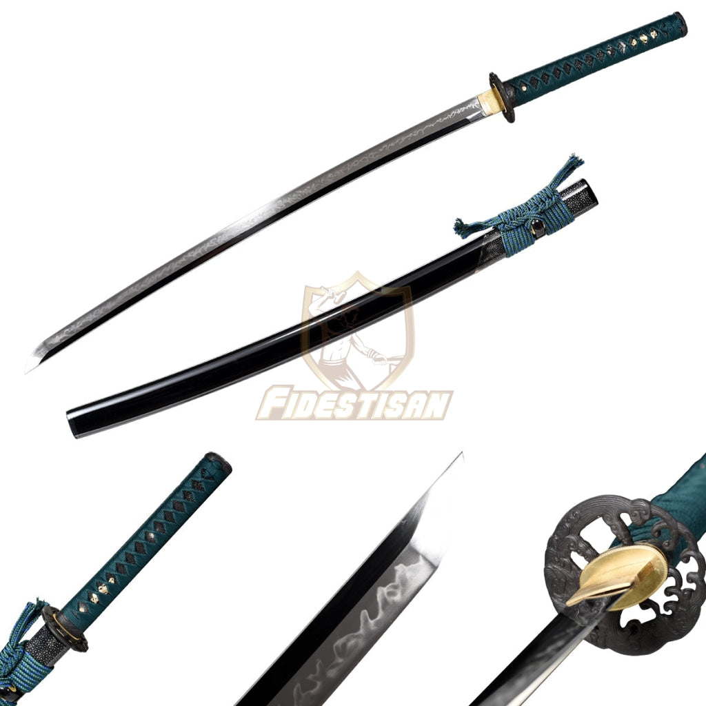 Fidestisan Wave Clay Tempered Katana Samurai Style Japanese Real Sword
