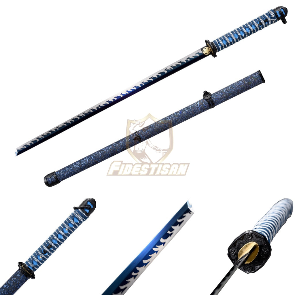 Handmade Chinese Sword Tang Dao Spring Steel 9260 Blue Flame Blade Oil ...